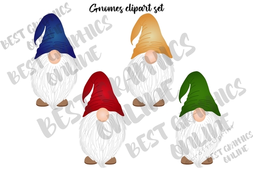 Gnomes Clipart Set, Cute Garden Gnomes Clip Art - CUP1109049_109528 ...