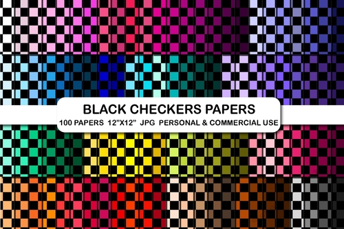 Black Checkerboard Printable Paper, Checkers Digital Papers ...