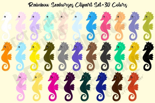 Seahorse Clipart Set, Sea Horse Animal Creature Clipart Set ...