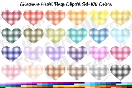 Gingham hearts clipart Valentines day checkered heart image ...