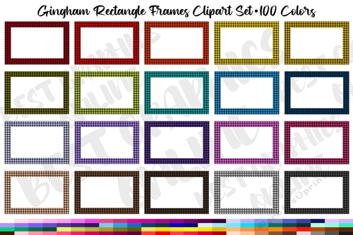 100 Gingham Rectangle Frames Clipart Set - CUP1152412_109528 | Craftsuprint