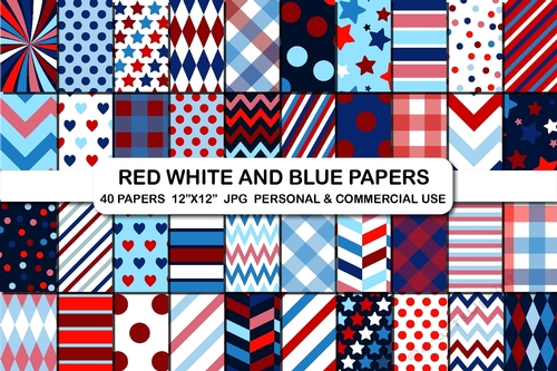 Red white and blue scrapbook digital papers - CUP1155775_109528 ...
