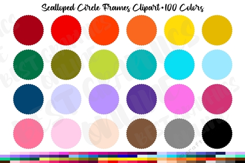 100 Scalloped Circle Frames Clipart, Circle Frame Clip Art - CUP1170193 ...