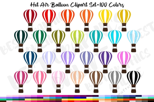 Hot air balloon planner clipart set Hot air balloons clipart ...
