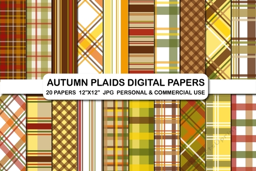 Autumn Plaid Background Papers Fall Plaids Digital Papers - CUP1171301 ...