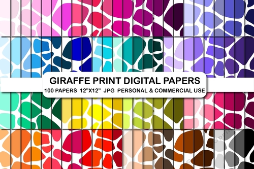 100 Giraffe Print Digital Papers Background Animal Prints Paper ...