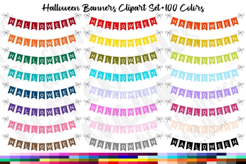 Halloween Bunting Banners Planner Clipart, Halloween banner ...