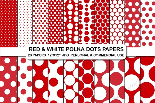 Red Polka Dot Digital Papers, Red Polka Dot Pattern Paper Pack, Red ...