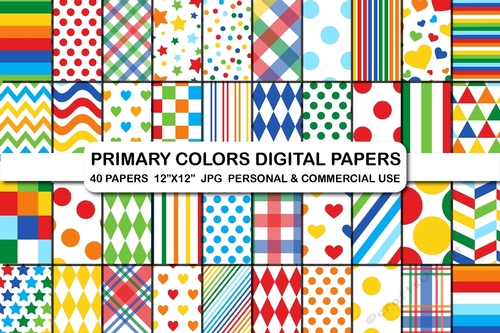 Primary colors digital papers Bright colors background paper ...