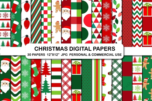 Christmas digital background papers, Christmas backgrounds - CUP1185042 ...