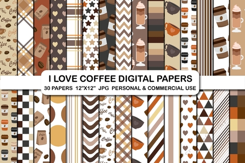 I love coffee digital background papers, Coffee backgrounds ...