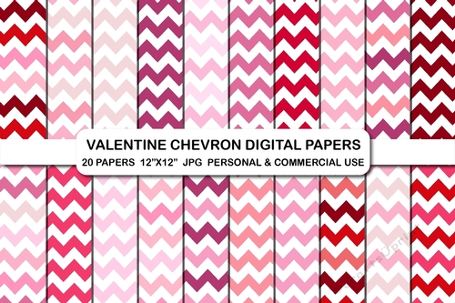 Valentine Chevron Background Digital Papers Scrapbooking Set ...
