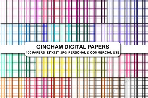 100 Gingham Digital Papers, Gingham Background Pattern Papers ...