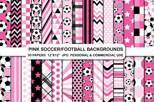 Pink Soccer Digital Papers Set Football Backgrounds - CUP1199910_109528 ...