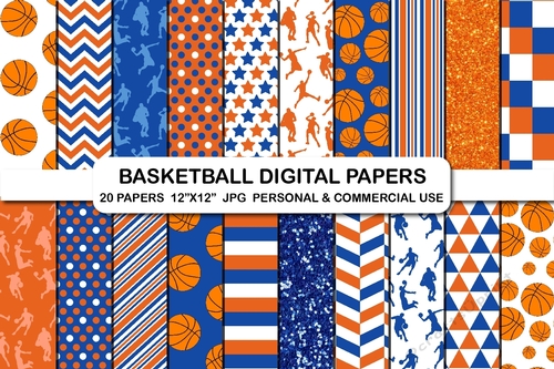 Basketball Sports Digital Background Papers Pattern Clipart ...