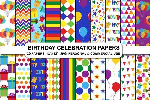 Birthday Party Celebration Digital Background Papers - CUP1210528 ...