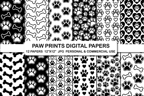 Paw Prints Digital Background Papers Paw Pattern Paper - CUP1211147 ...