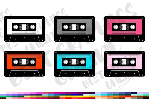 100 Colors Cassette Tape clipart, Cassette retro record, Vintage ...