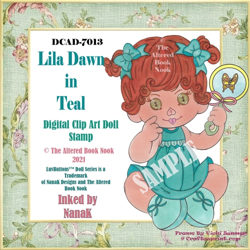DCAD-7013 Lila Dawn LuvButtons In Teal Digital Clip Art Doll, Paper ...