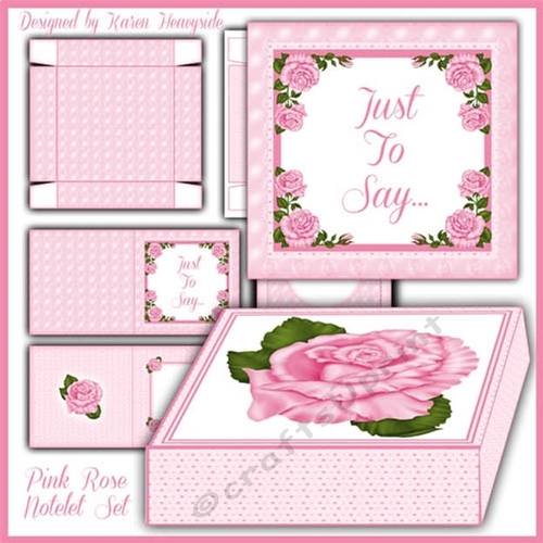 Pink Roses Notelet Set - CUP1013698_45357 | Craftsuprint