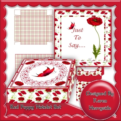 Red Poppy Notelet Set - CUP1013838_45357 | Craftsuprint