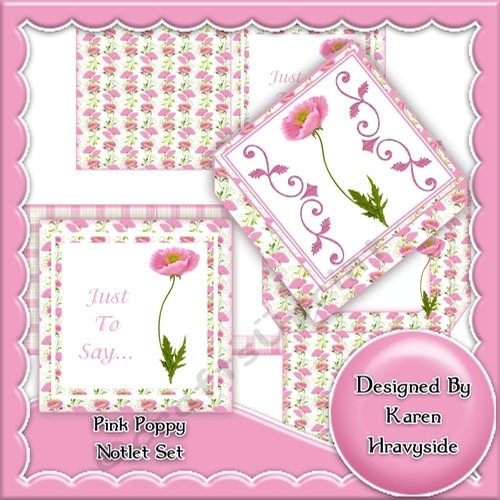 Pink Poppy Notelet Set - CUP1013855_45357 | Craftsuprint