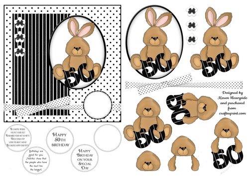 50th Birthday Decoupage Card Front - CUP1014180_45357 | Craftsuprint