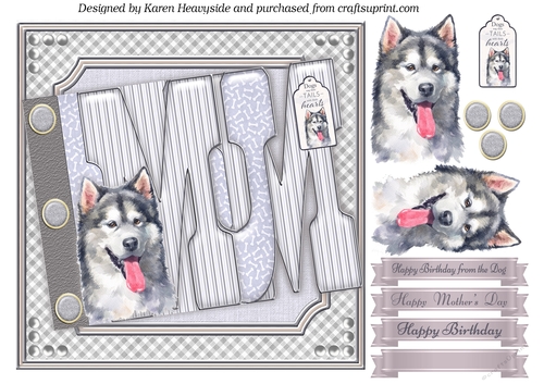 Mum Husky Word Book Card Front - CUP1106487_45357 | Craftsuprint