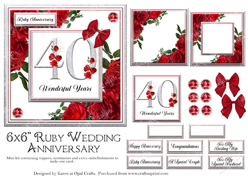 Ruby Wedding Anniversary - CUP1277307_14757 | Craftsuprint