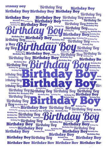 Birthday Boy Word Blue Backing Paper 4 - CUP1319669_14757 | Craftsuprint