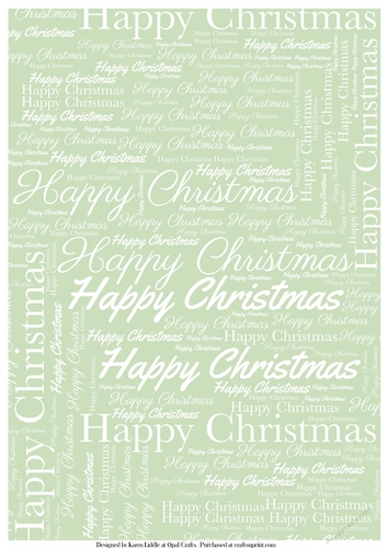 Happy Christmas Word Backing Paper on Sage Green Background ...