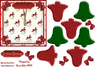 3D Christmas Bell 3 and Card Front - CUP134895_168 | Craftsuprint