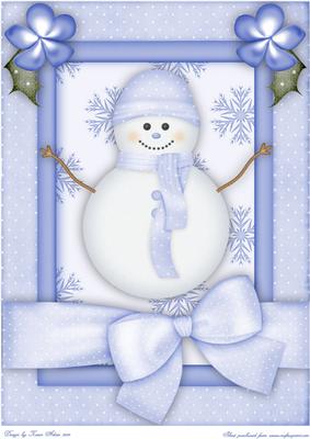 Christmas Snowman A4 Card Front in Blue - CUP140536_168 | Craftsuprint