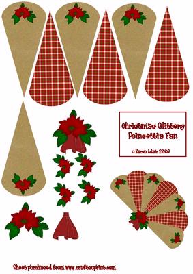 Christmas Glittery Poinsettia Fan - CUP14823_168 | Craftsuprint