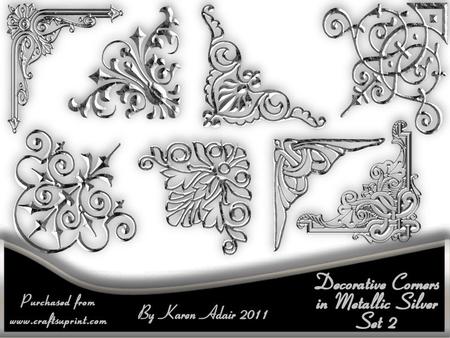 Decorative Corners - Metallic Silver Set 2 - CUP172282_168 | Craftsuprint