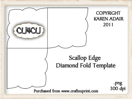 Scallop Edge Diamond Fold Card Template - CUP189672_168 | Craftsuprint