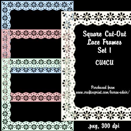 Square Cut-out Lace Frames - Set 1 - CUP205663_168 | Craftsuprint