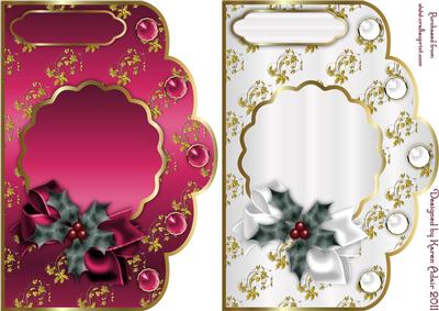 Christmas Golden Holly Scallop Card Bases in Cerise & White - CUP233289 ...