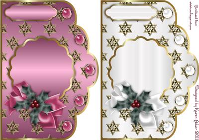 Christmas Golden Stars Scallop Card Bases in Pink and White - CUP235283 ...