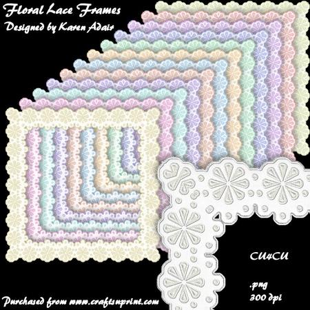 Floral Lace Square Frames - CUP300204_168 | Craftsuprint