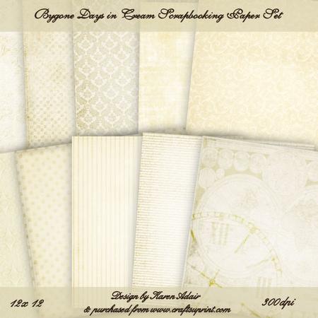 Bygone Days in Cream Scrapbooking Paper Set - CUP368067_168 | Craftsuprint