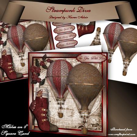 Steampunk Diva 8" Square Card Mini-kit - CUP408529_168 | Craftsuprint