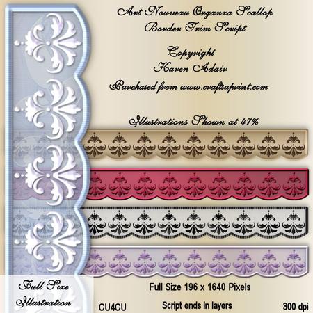 Art Nouveau Scallop Organza Border Script - CUP422580_168 | Craftsuprint