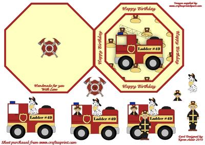 Fire Engine Fun - Octagonal Card with Decoupage - CUP55359_168 ...