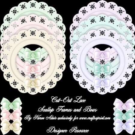 Cut Out Lace Scallop Frames and Bows - CUP627988_168 | Craftsuprint