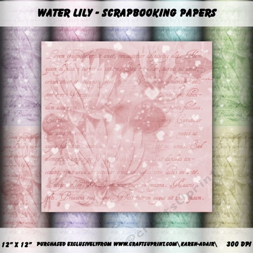 Water Lily - Scrapbooking Paper Set - CUP802467_168 | Craftsuprint