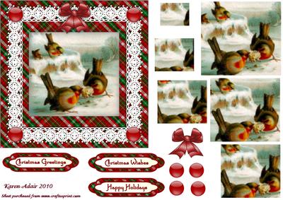 Christmas Robins 'n Lace Square Pyramid Card Front - CUP87028_168 ...