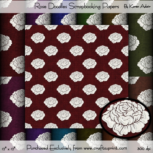 Embroidery Roses Scrapbook Paper Set - CUP987746_168 | Craftsuprint
