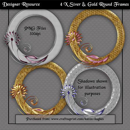 Gold & Silver Round Floral Frames Set-01 - CUP205756_831 | Craftsuprint