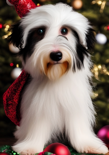 Bearded Collie Puppy Dog Christmas Studio Portrait A4 Background ...